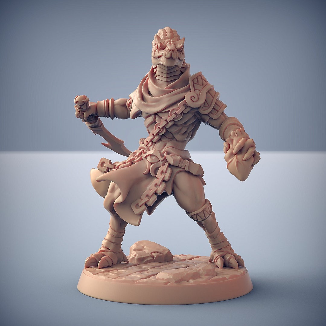 Snakefolk Fighter C Premium Dnd Miniature Mini Giant Snake Warrior ...