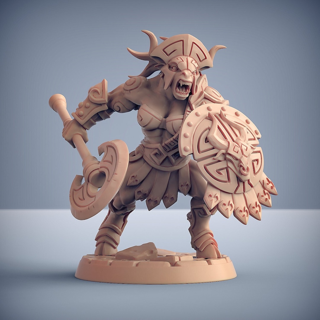 Minotaur Barbarian D2 Premium Dnd Miniature Mini 28mm 32mm up to 100mm ...