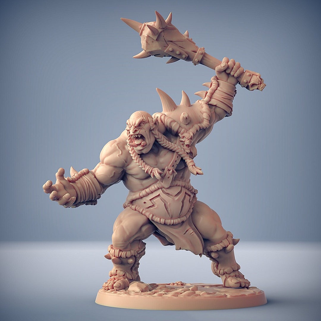 Orc Barbarian Warrior B Premium Dnd Miniature Mini | 28mm 32mm to 100mm ...