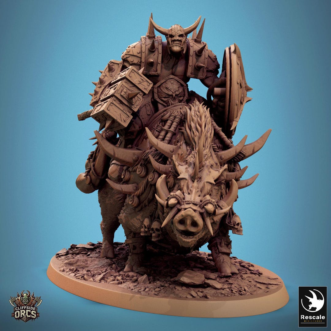 Orc Barbarian Marauder Rider V3 Dnd Miniatures Compatible With 28mm ...