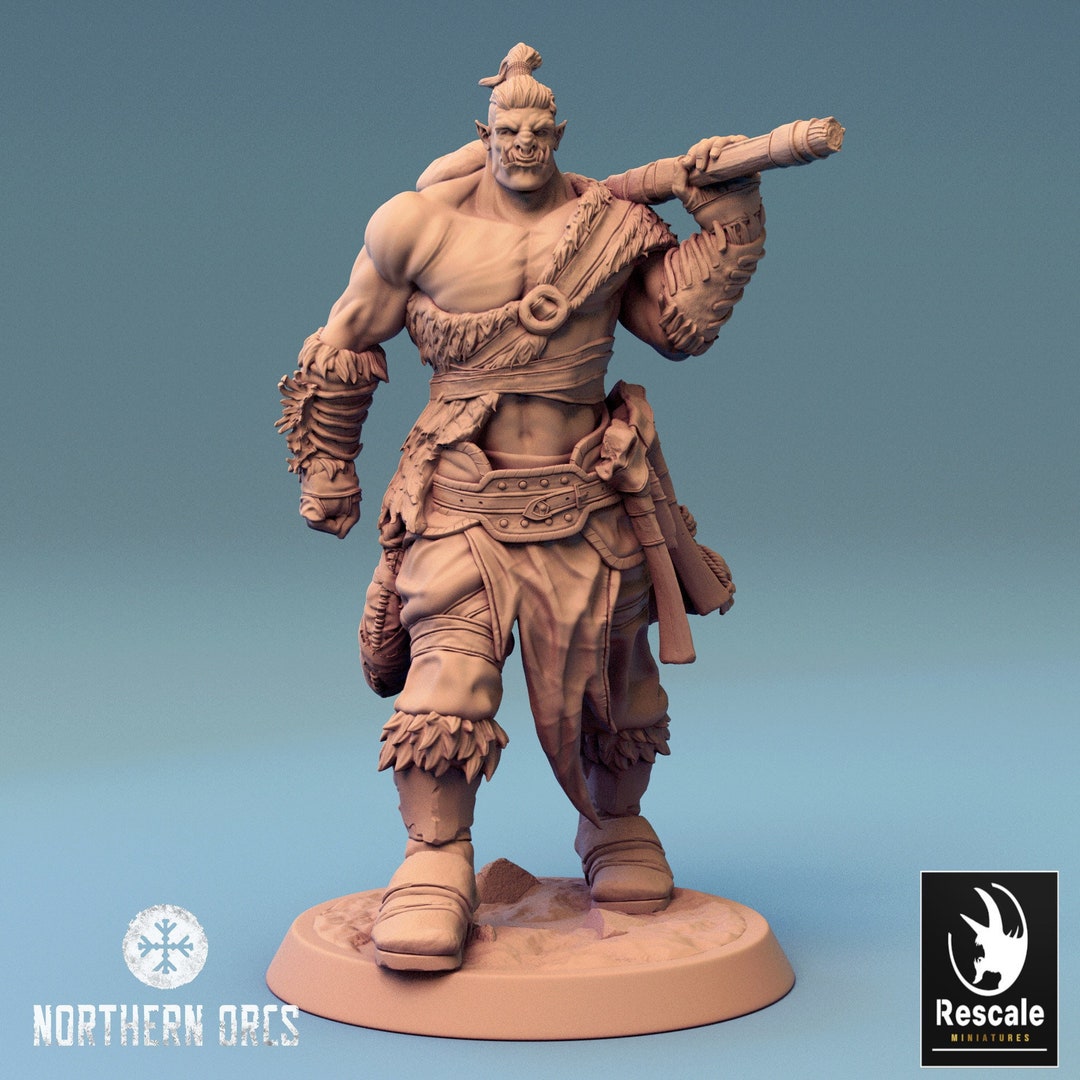 Orc Barbarian Marauder V4 Dnd Miniatures Compatible With 28mm 32mm ...