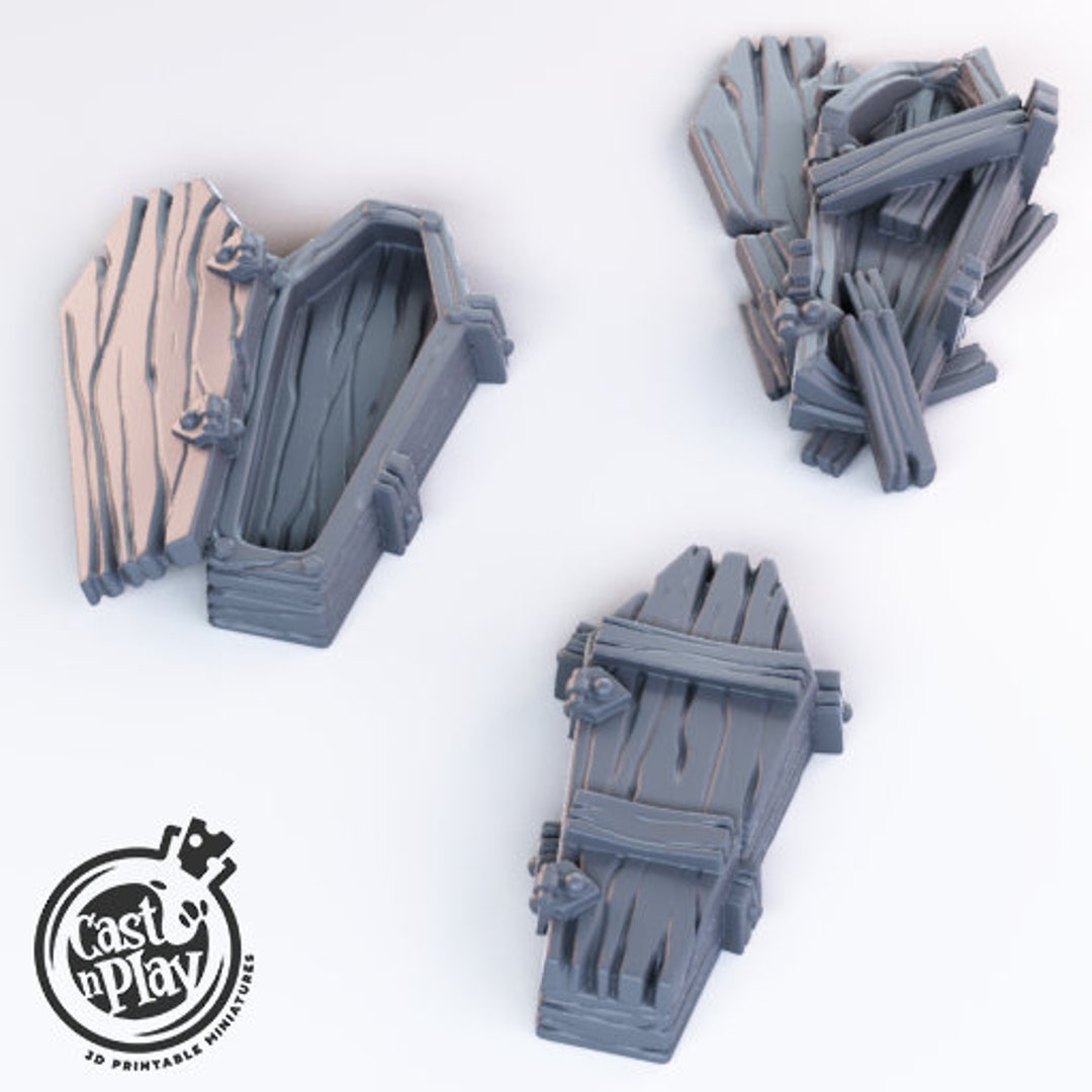 3x Coffins Bundle | Premium 3D Printed Fantasy Tabletop Decor Terrain ...