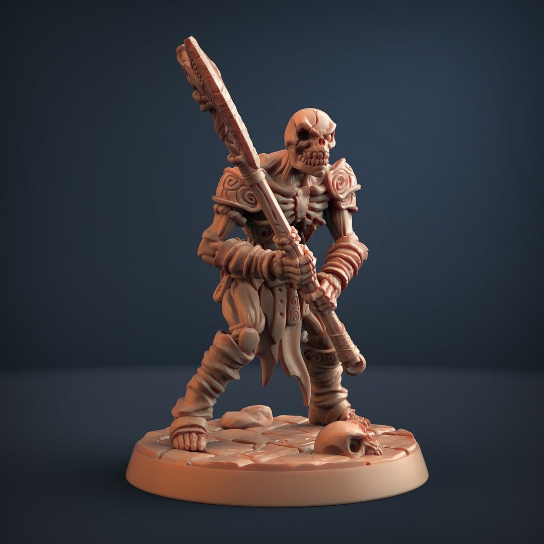 Necromancer Skeleton V5 Premium Dnd Miniature Fighter Warrior Resin 3D ...