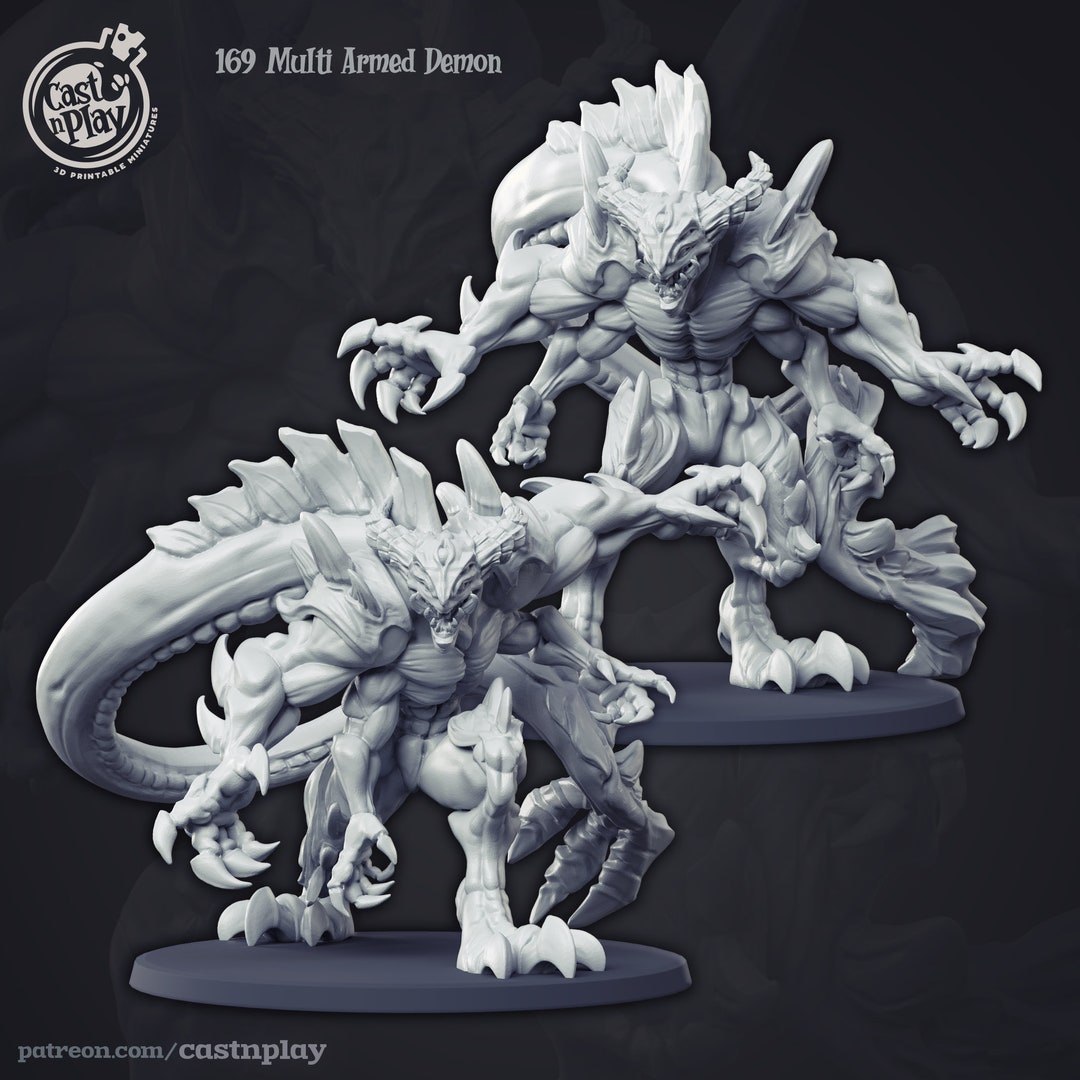 Multi-armed Demon Dnd Miniatures Compatible With 28mm 32mm Fantasy ...
