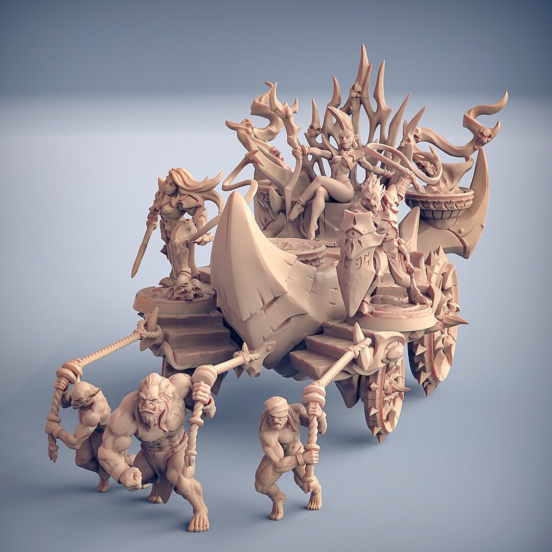 Death Chariot Dark Elf Slavers Dnd Miniatures Compatible With 28mm 32mm ...