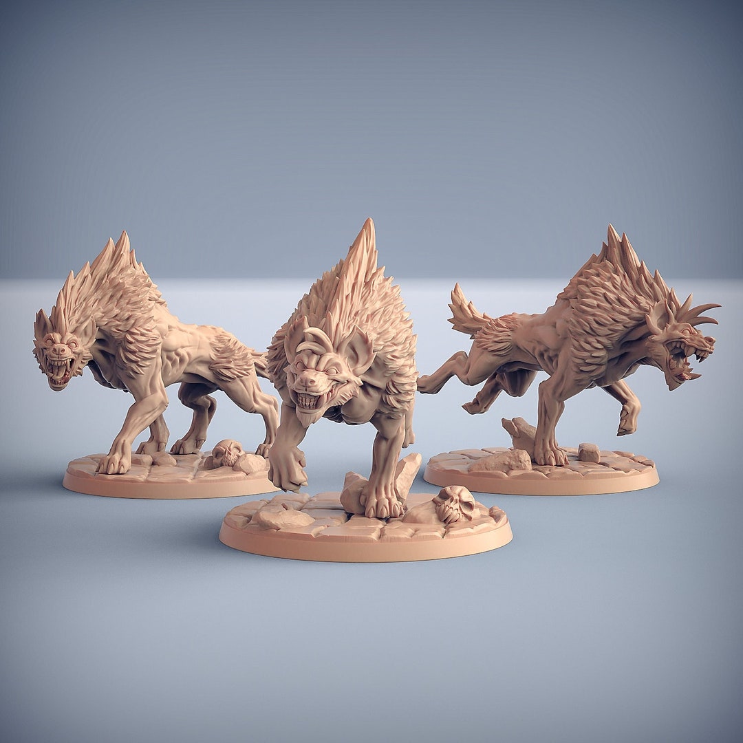 3x Giant Hyena Pack Premium Dnd Miniature | Resin 3D Printed | 28mm ...