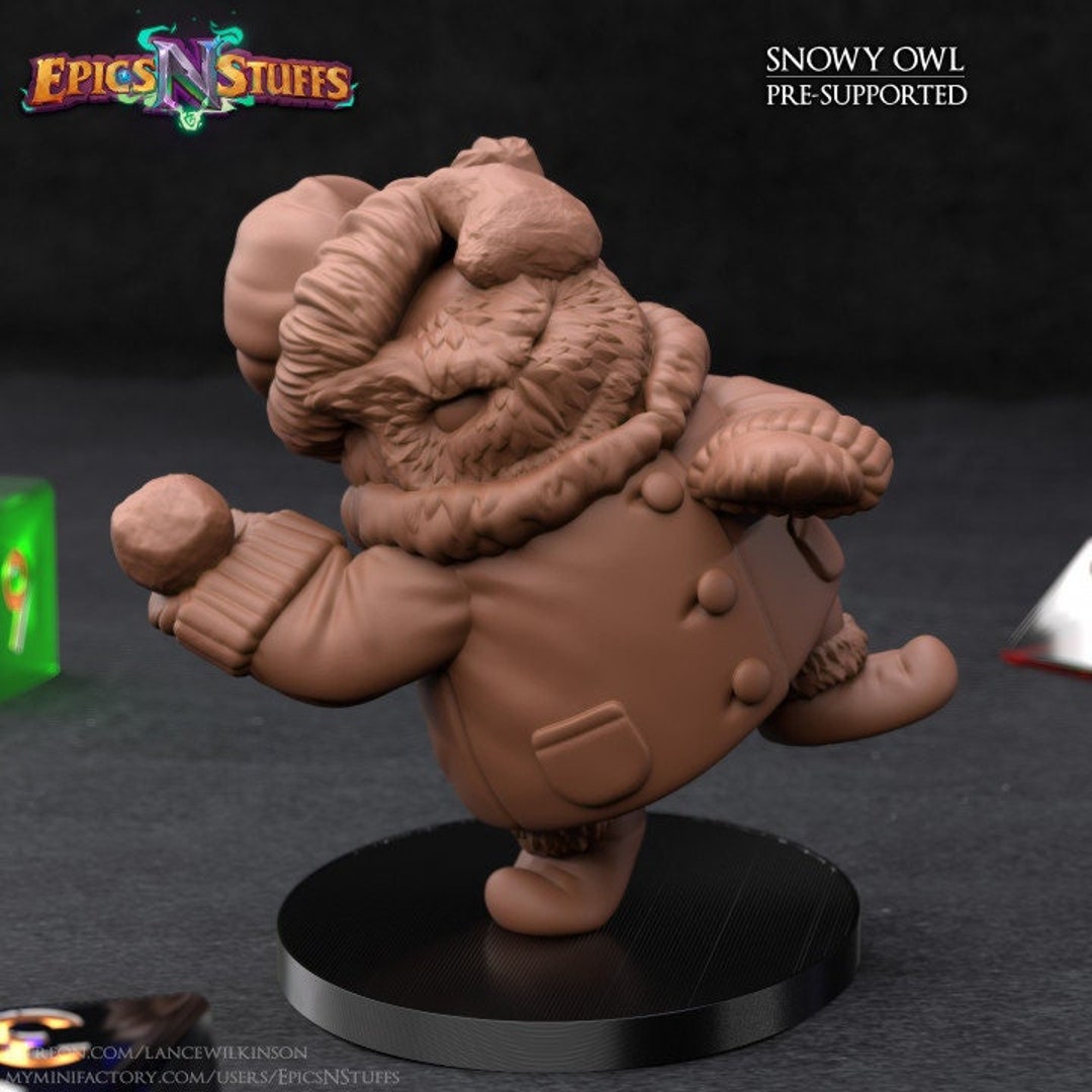 Owl Owlkin Snowy Premium Dnd Miniature Mini Sanded & Primed - Etsy