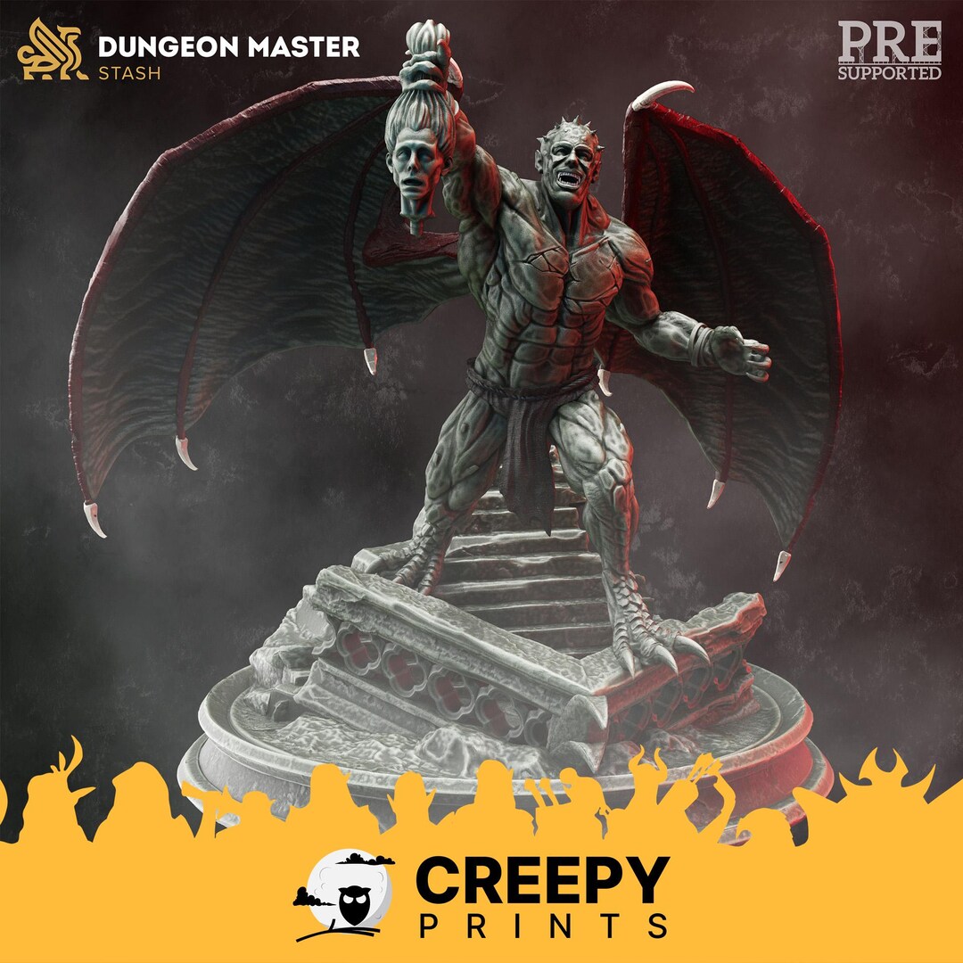 Winged Demon Dnd Miniatures Compatible With 28mm 32mm Tabletop Fantasy ...
