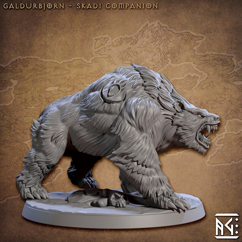 Grizzly Kodiak Bear Dnd Miniatures Compatible With 28mm 32mm Tabletop ...