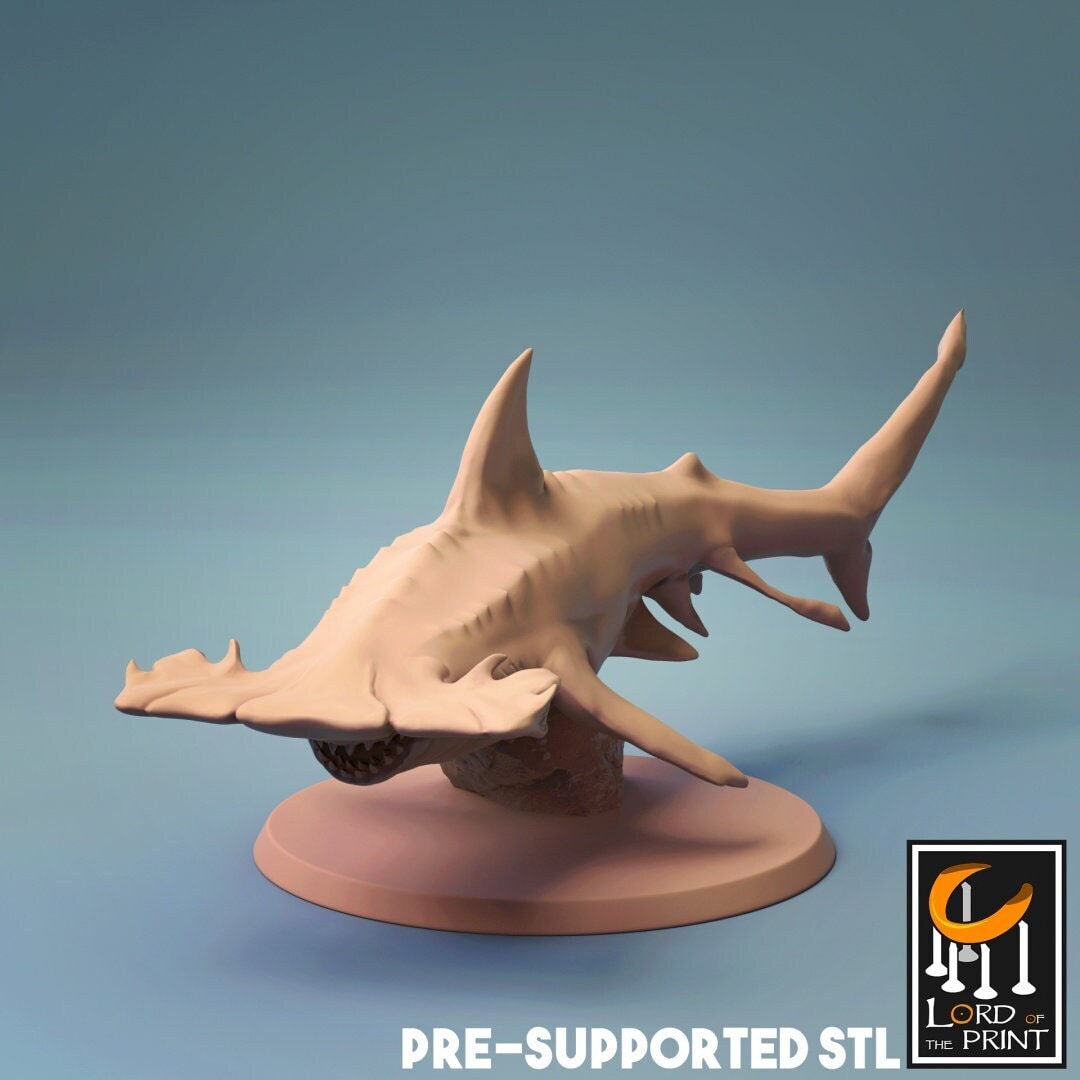 Hammerhead Shark Dnd Miniatures Compatible With 28mm 32mm Fantasy Minis ...
