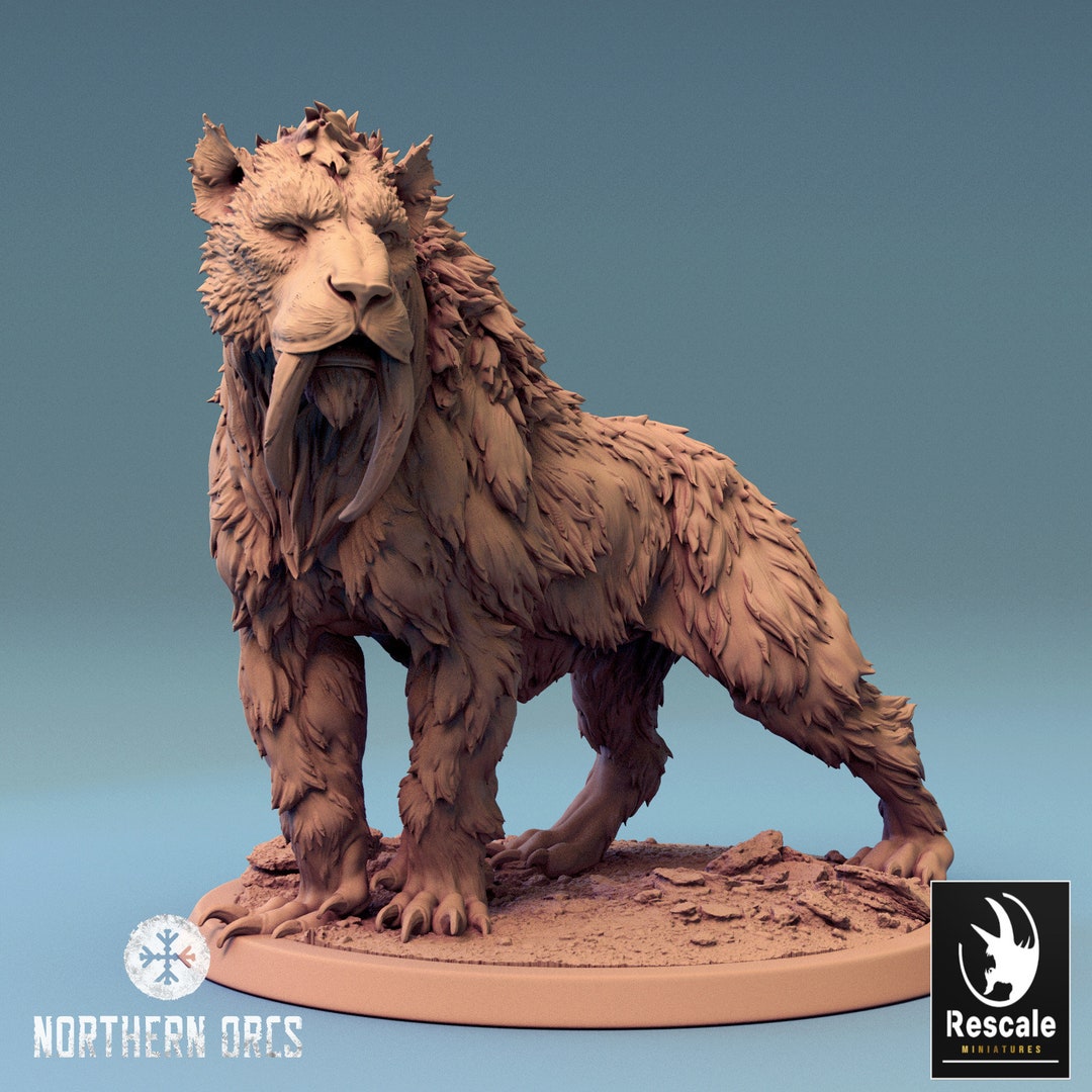Sabertooth Tiger V3 Dnd Miniatures Compatible With 28mm 32mm Fantasy Minis | 44617 - Etsy