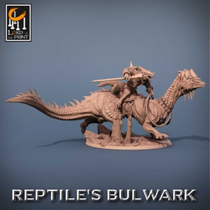 Lizardmen Lizardfolk Barbarian on Giant Lizard V8 Premium Dnd Miniature ...