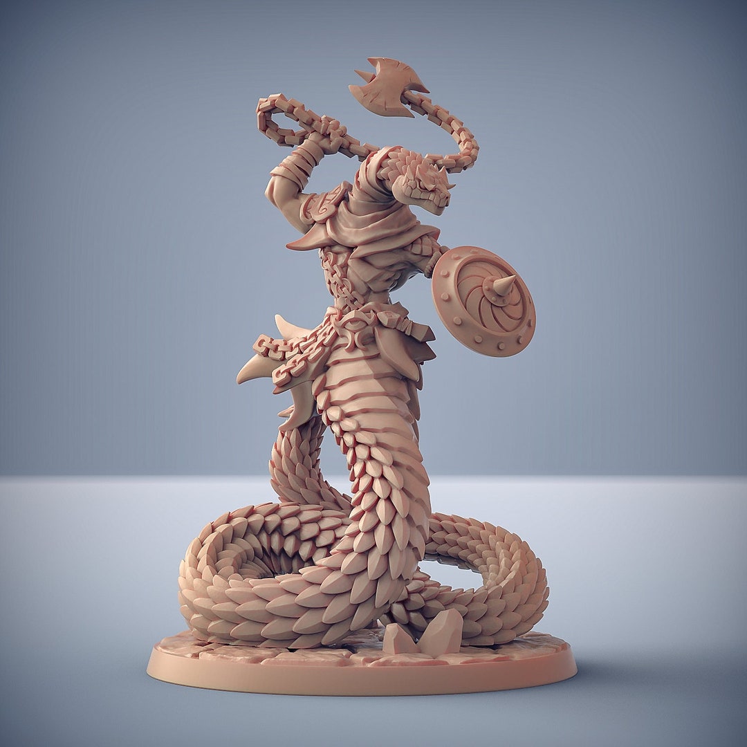 Serpentfolk Fighter Dnd Miniatures Compatible With 28mm 32mm Tabletop ...