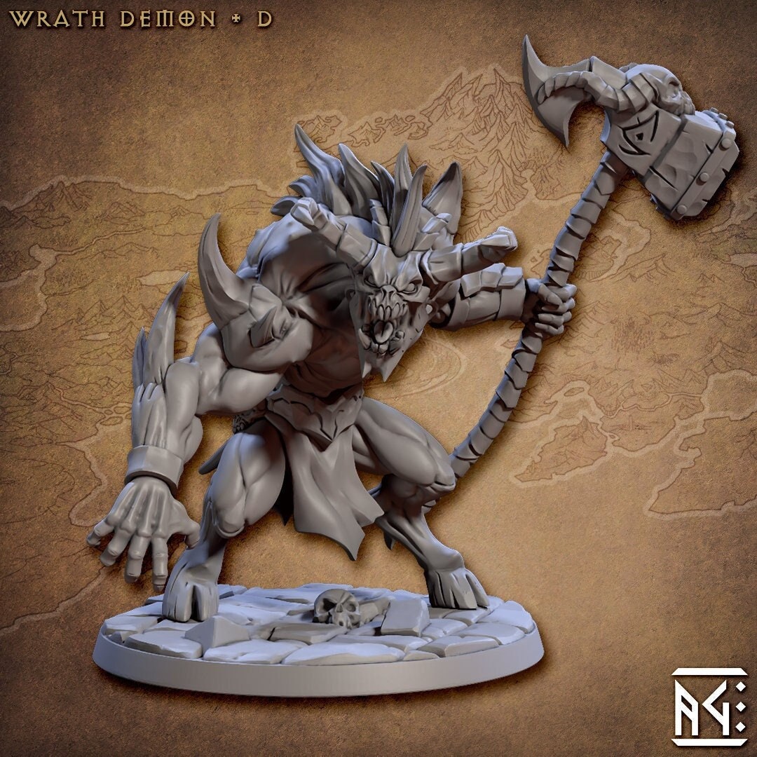 Demon Fighter Warrior D Dnd Miniatures Compatible With 28mm 32mm Minis ...