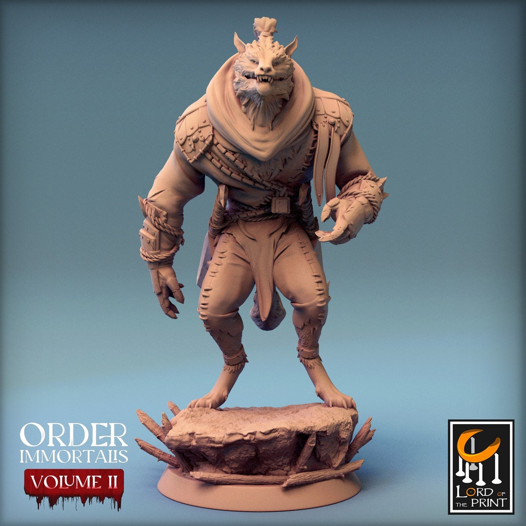 Werewolf Warrior V6 Premium Dnd Mini Miniature 28mm 32mm to 100mm ...