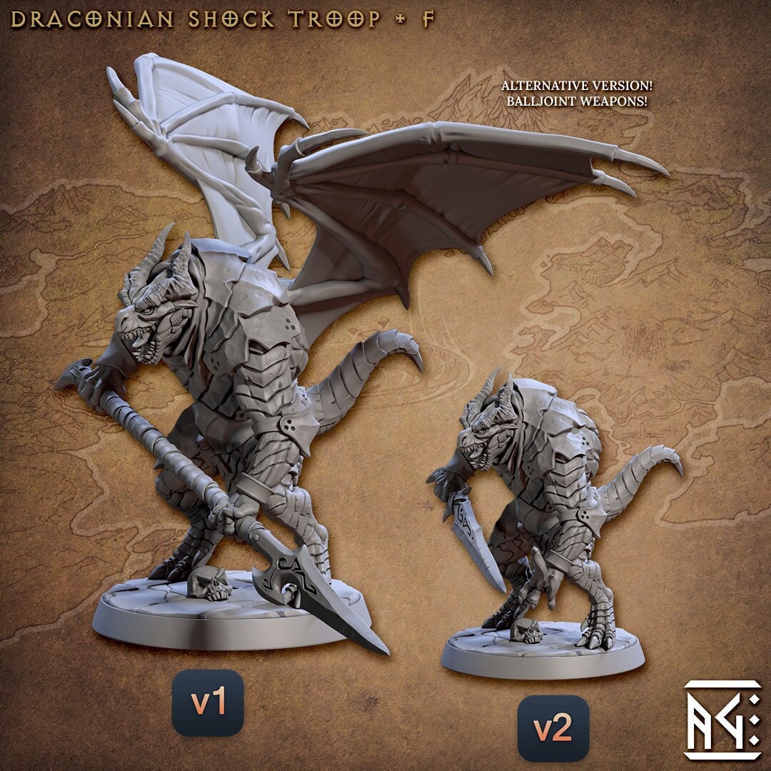 Dragonborn Paladin F Dnd Miniatures Compatible With 28mm 32mm Fantasy ...