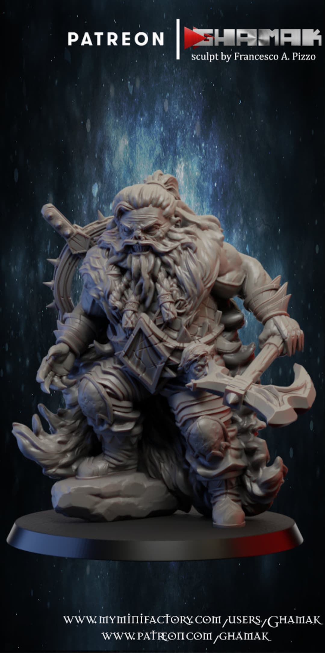 Dwarf Warrior Premium 3D Printed Fantasy Tabletop Miniatures 28mm 32mm ...