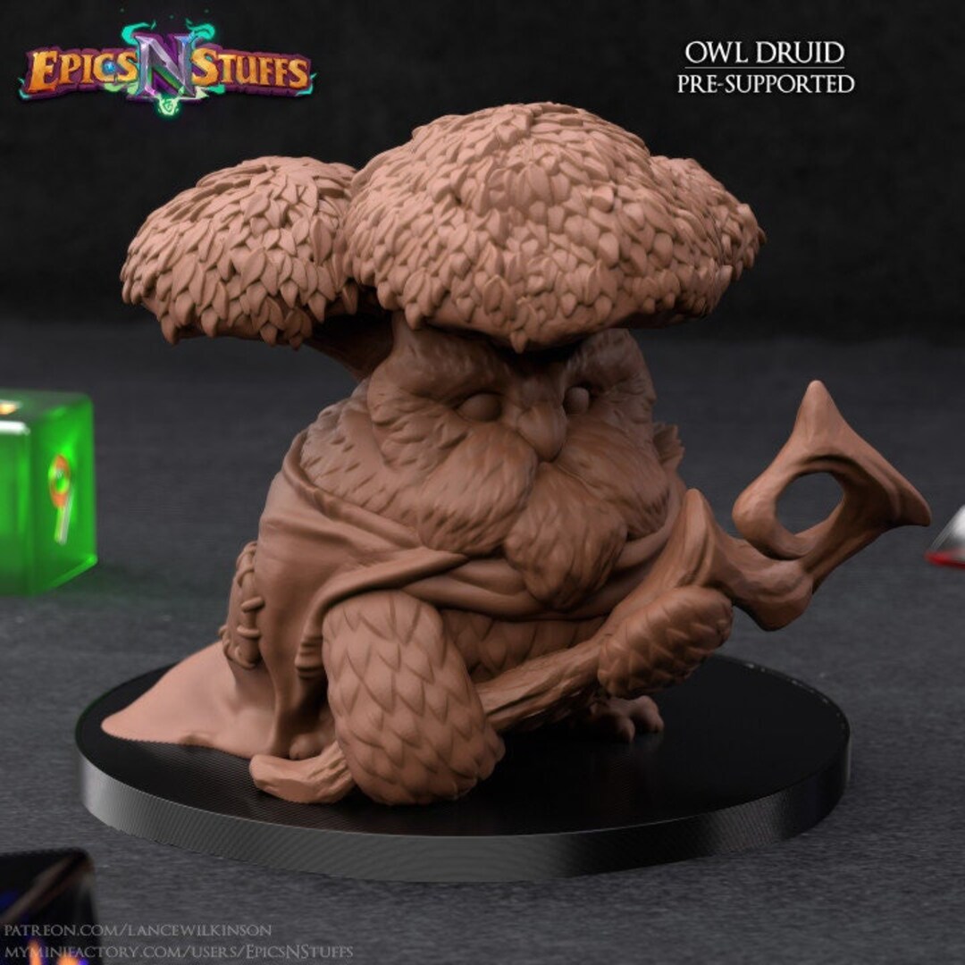 Owl Owlkin Druid Premium Dnd Miniature Mini Resin 3D Printed 28mm 32mm ...