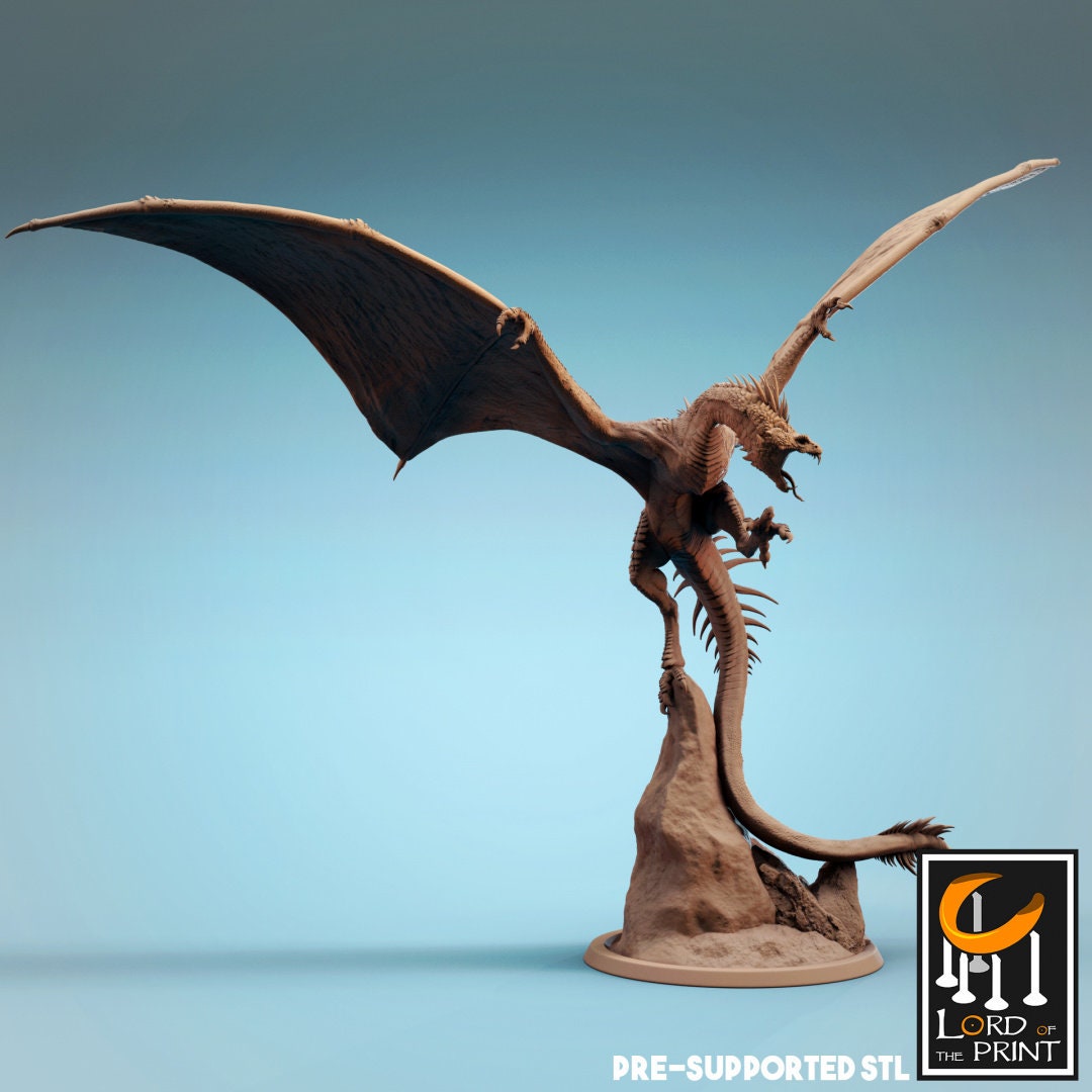 Vouivre Wyvern Dragon V2 Dnd Miniatures Compatible With 28mm 32mm ...