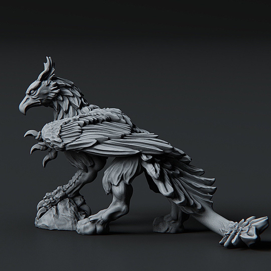 Landed Griffin Griffon Gryphon | Premium 3D Printed Miniatures 28mm ...