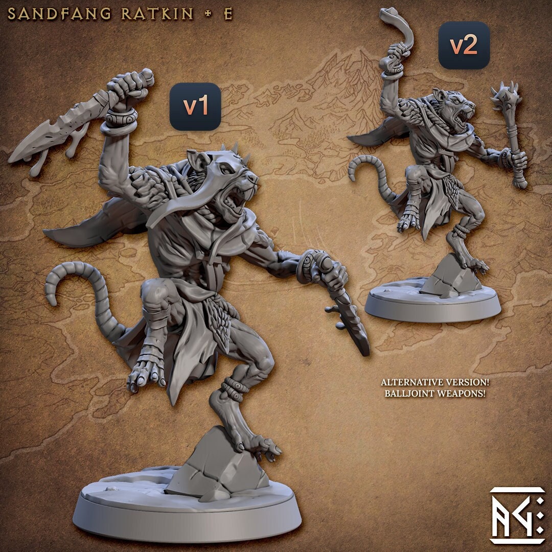 Ratfolk Warrior E Premium Dnd Miniature Mini Figure Figurine Rat Folk ...