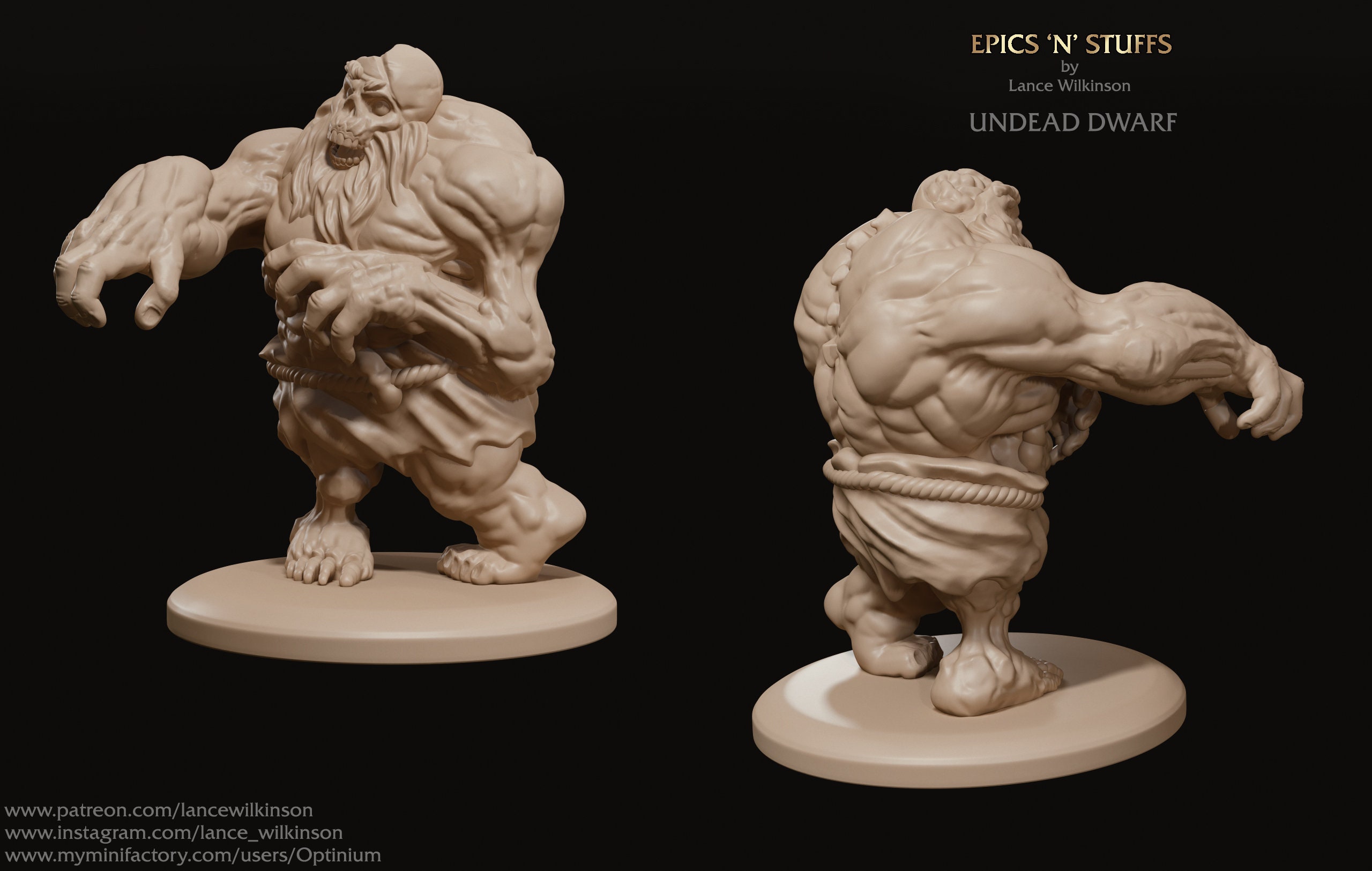 Undead Dwarf Zombie Premium 3D Printed Fantasy Tabletop - Etsy