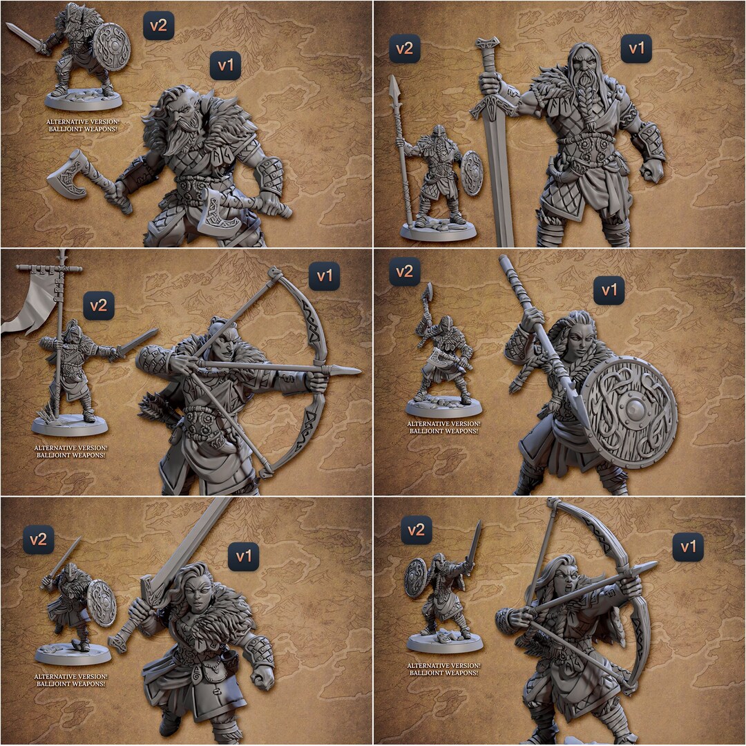 6x Viking Barbarians Pack Premium Dnd Miniature Mini Figure Set ...
