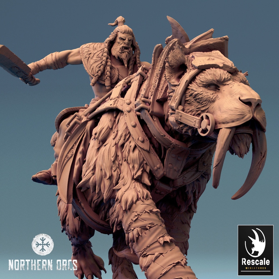 Orc Barbarian Warchief Sabertooth Armored Rider 10 Premium Dnd ...