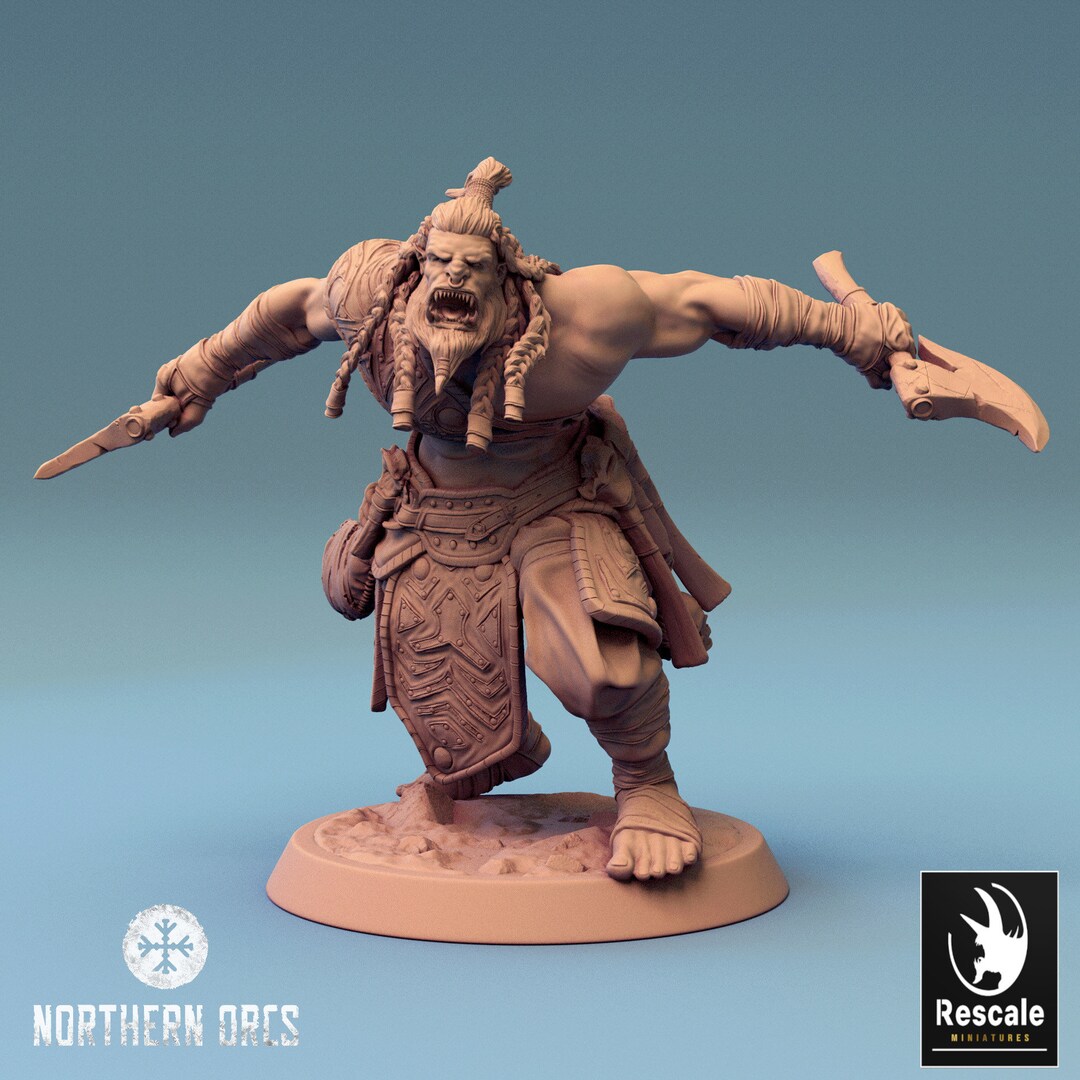 Orc Barbarian Marauder V6 Dnd Miniatures Compatible With 28mm 32mm ...