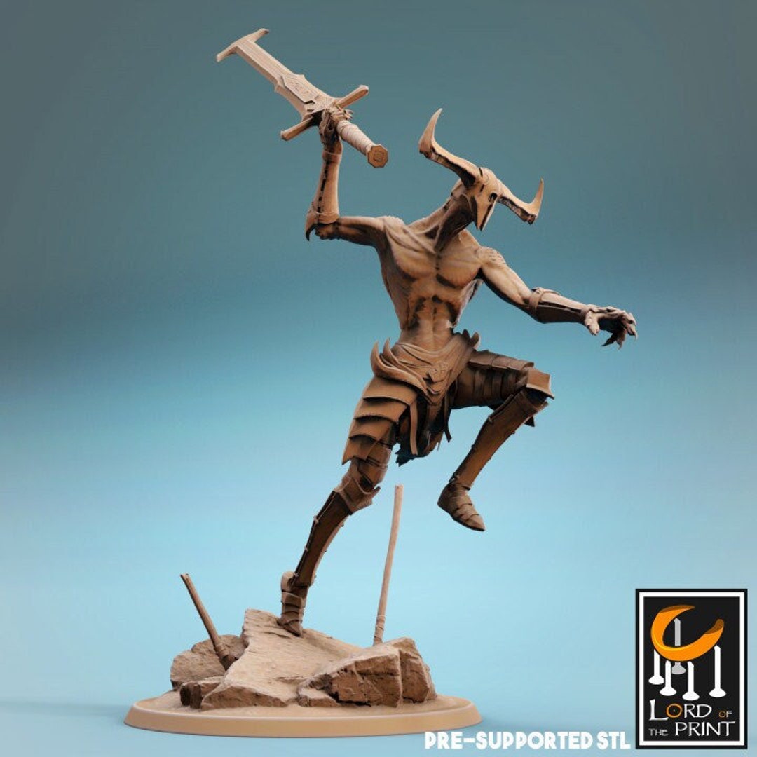 Buy Horned Demon V1 Dnd Miniatures Compatible With 28mm 32mm Fantasy ...