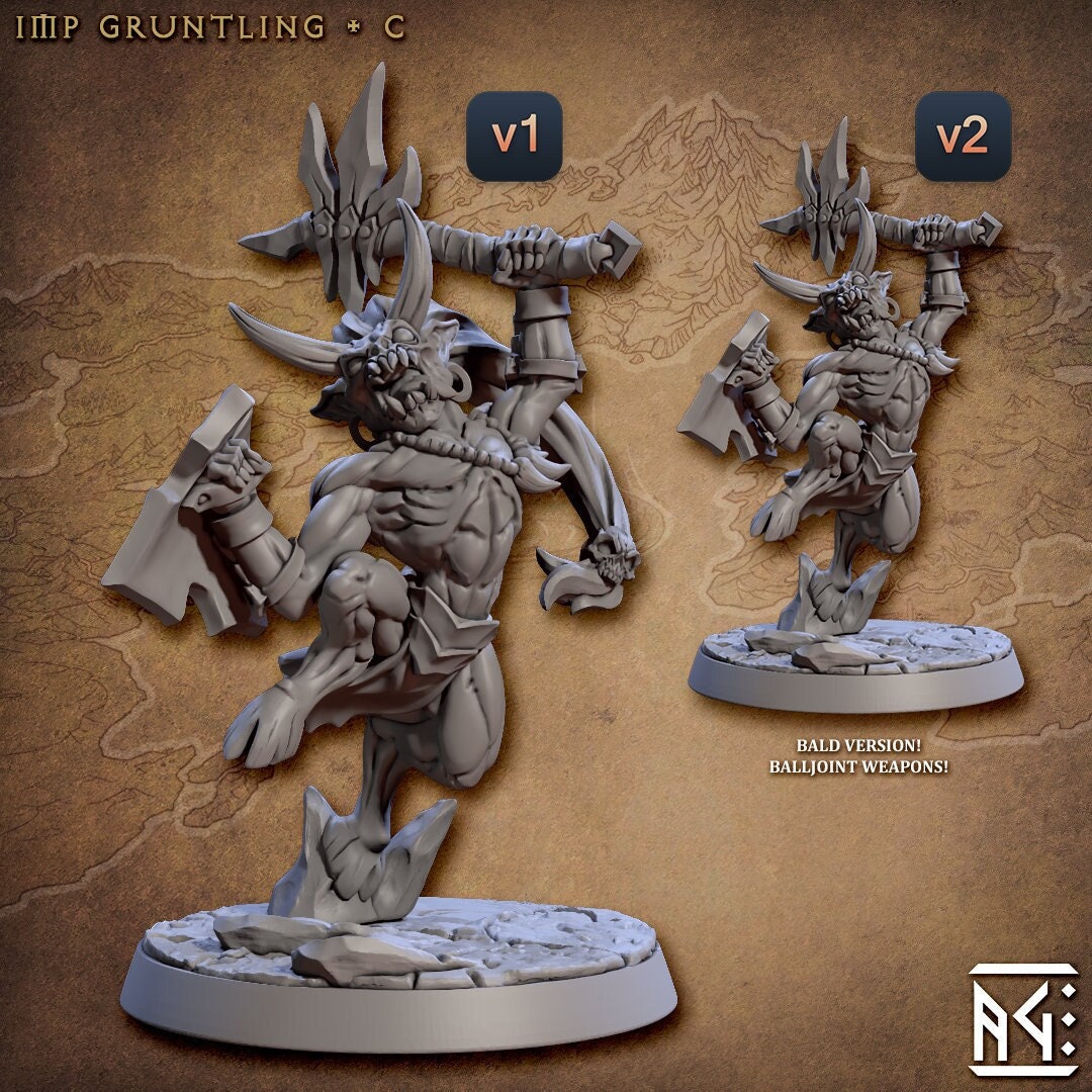Dwarf Tiefling Demon Imp C Dnd Miniatures Compatible With 28mm 32mm ...