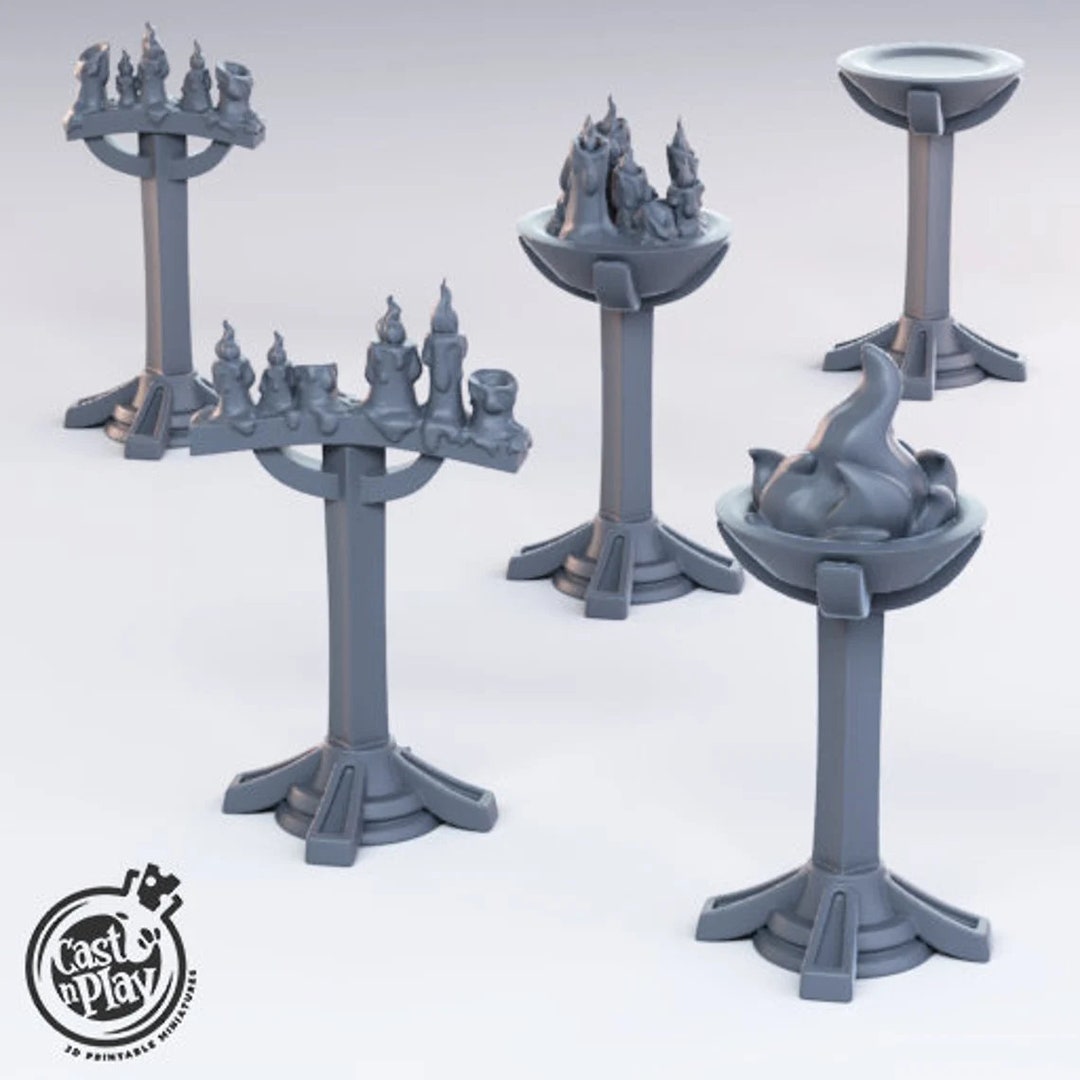 5x Floor Lamps Torches Bundle Premium 3D Printed Fantasy Tabletop ...