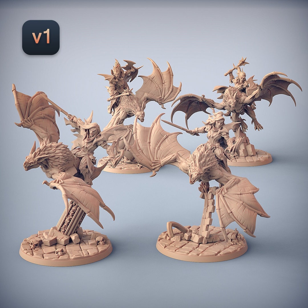 4x Vampire Riders Pack Dnd Miniatures Compatible With 28mm 32mm Minis ...