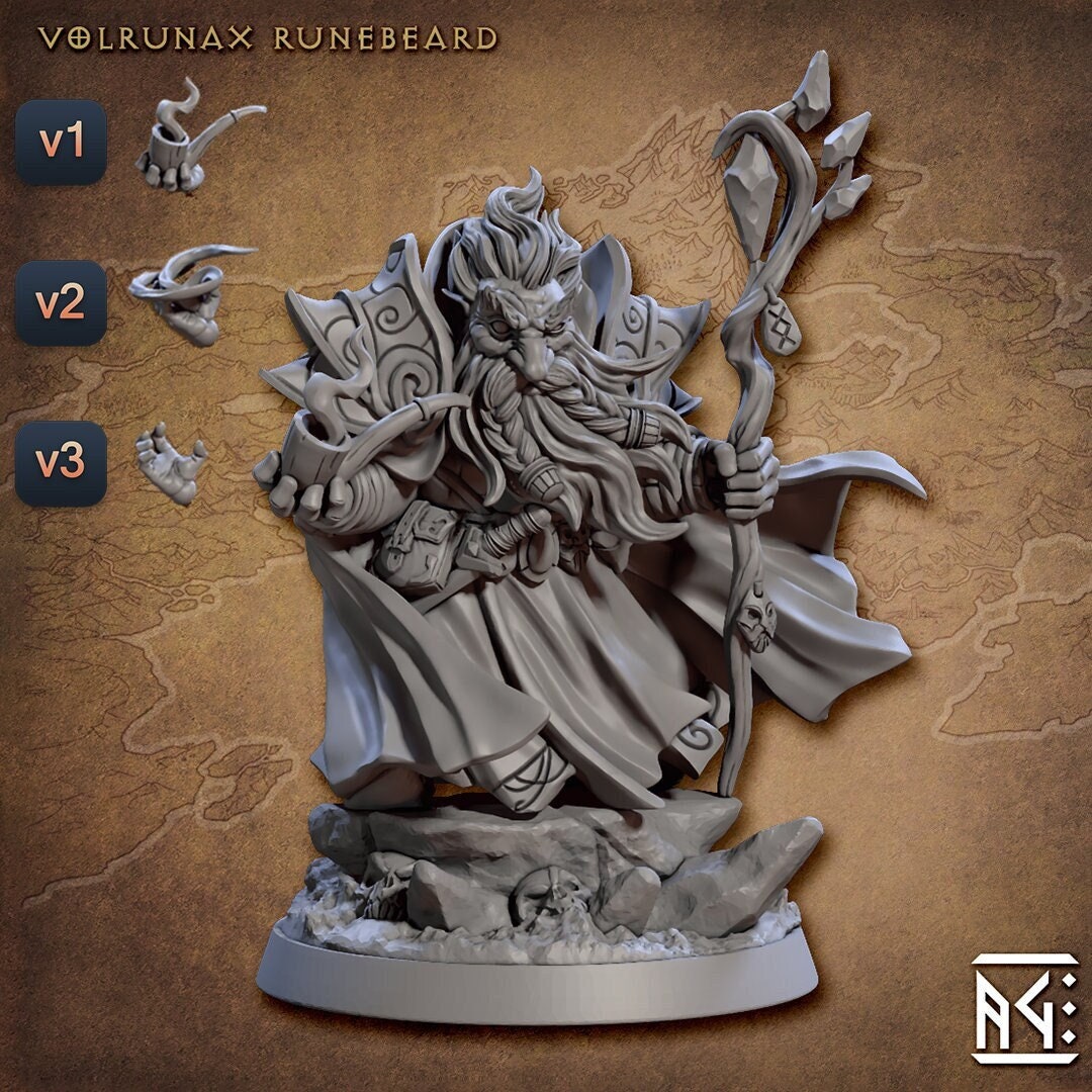 Dwarf Wizard Premium Dnd Miniature Mini | Mage Druid Warlock Sorcerer ...