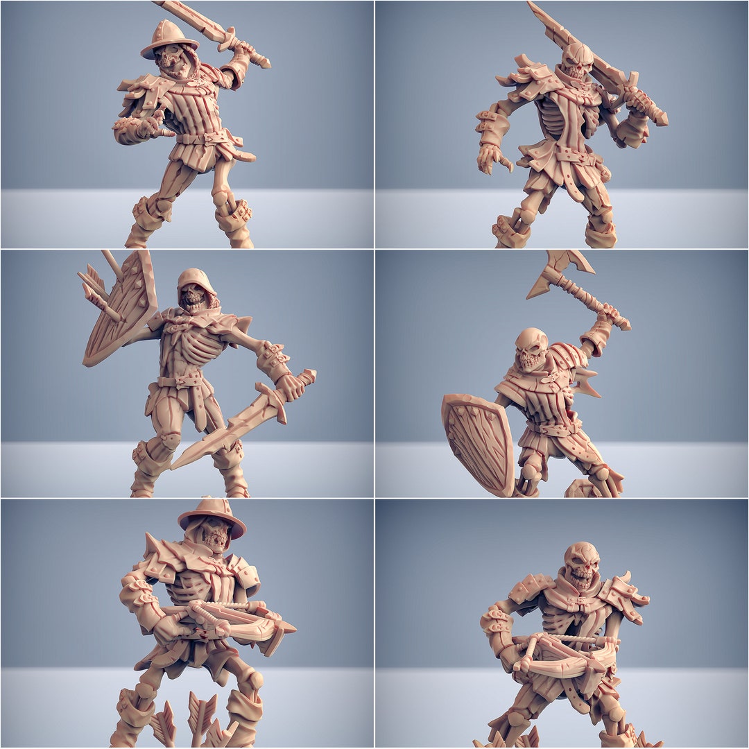 6x Undead Skeleton Army Knight Ranger Pack Premium Dnd Miniature Mini ...