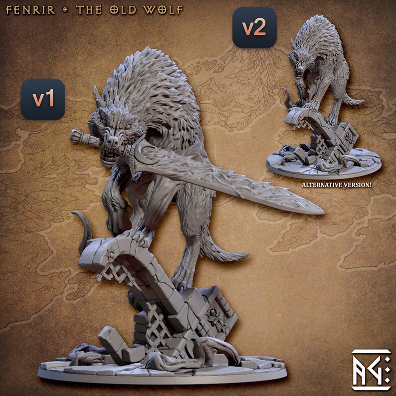 Giant Wolf Premium Dnd Miniature Mini Fenrir Garmr Garm - Etsy