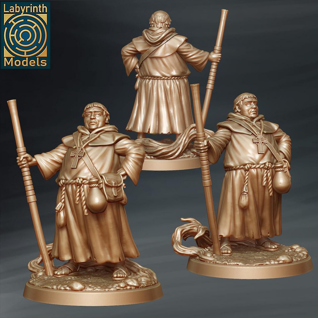Priest Friar Monk Dnd Miniatures Compatible With 28mm 32mm Fantasy ...