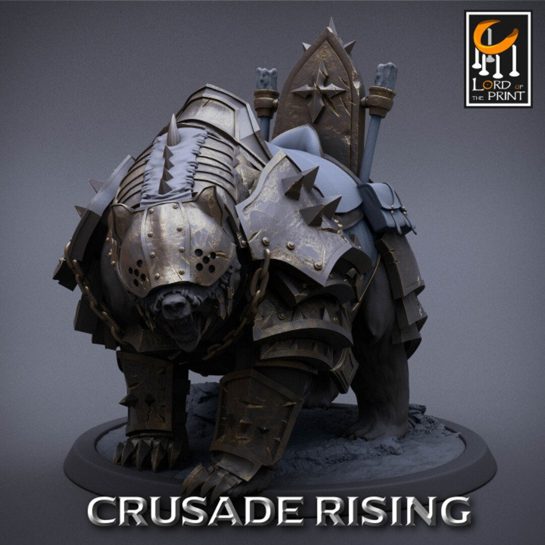 Armored Bear Companion V2 Premium Dnd Miniature Mini Warrior Fighter ...