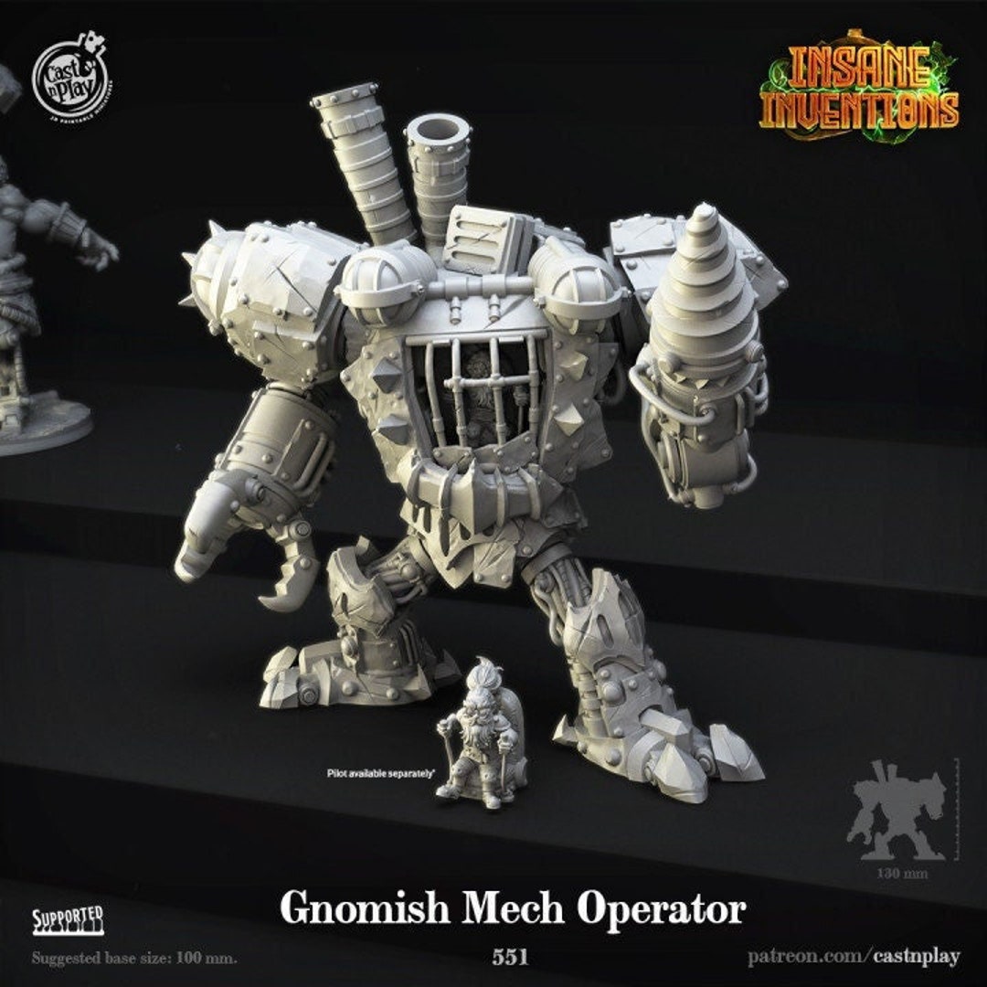 Gnome Mech Steampunk Dnd Miniatures Compatible With 28mm 32mm Fantasy ...