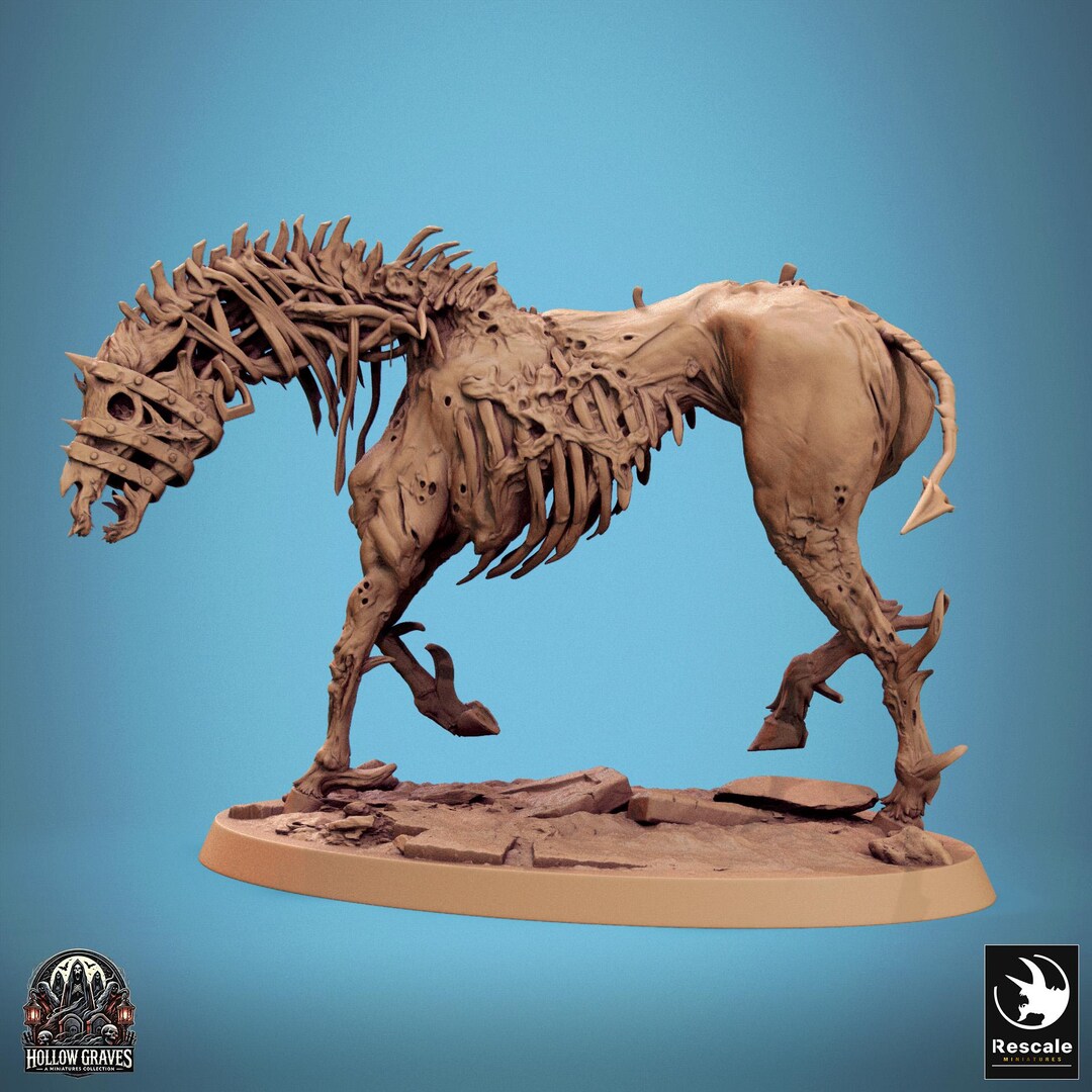 Nightmare Hell Steed Undead Horse V14 Premium Dnd Miniature Mini Figure ...