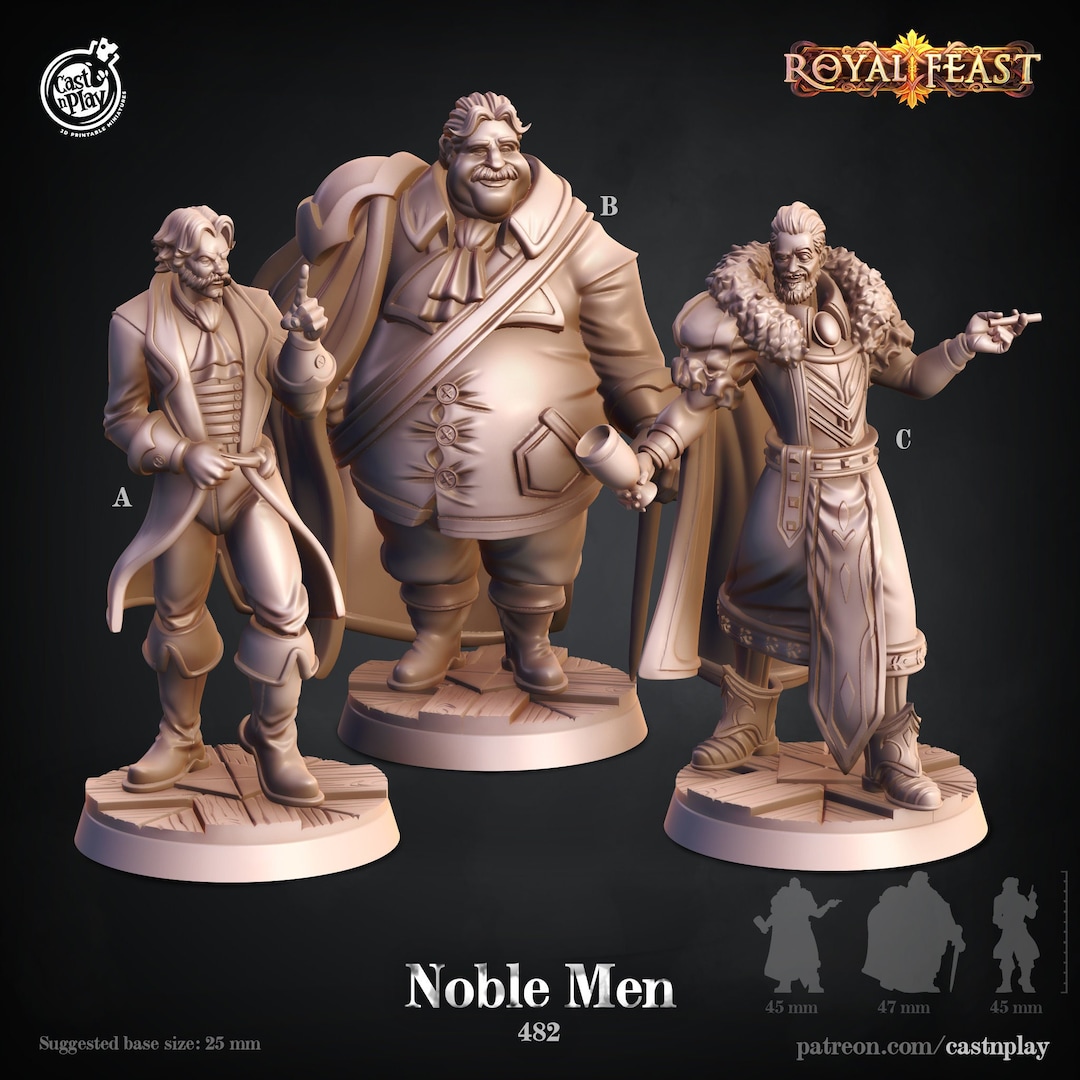 Royal Noble Men Dnd Miniatures Compatible With 28mm 32mm Fantasy Minis ...