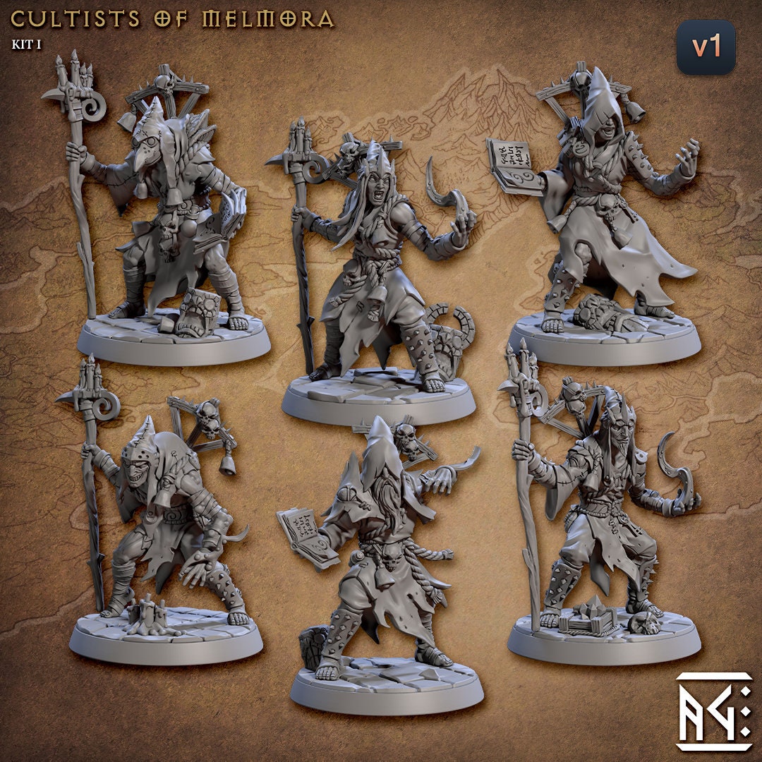 6x Cultist Pack Premium Dnd Miniature Set Mini Figure Figurine | 28mm ...