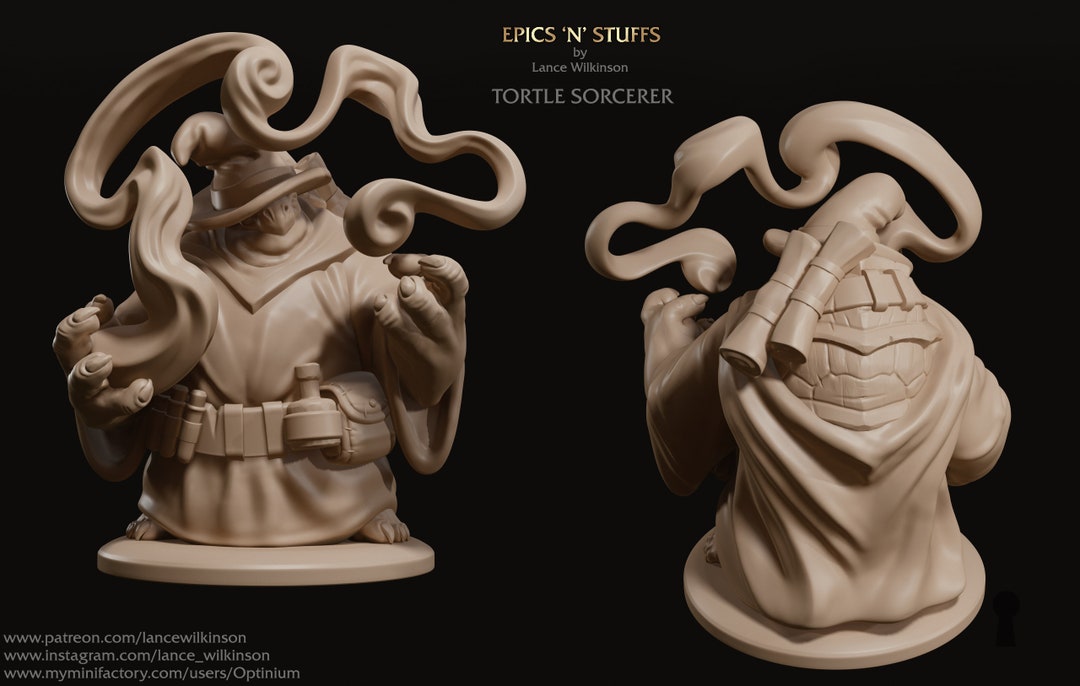 Tortle Turtle Wizard Premium 3D Printed Fantasy Tabletop Miniatures ...