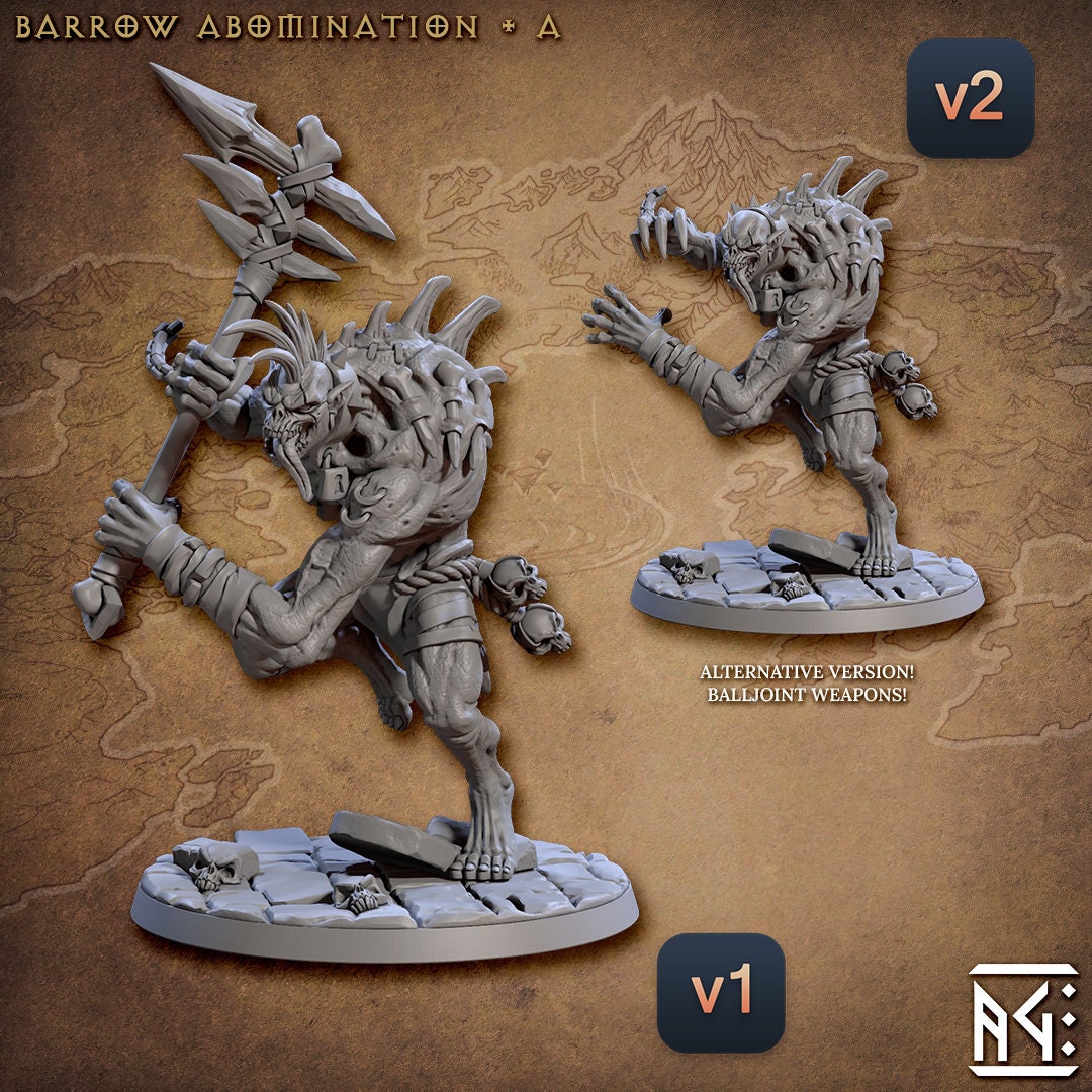 4x Ghoul Abomination Pack Dnd Miniatures Compatible With 28mm 32mm ...