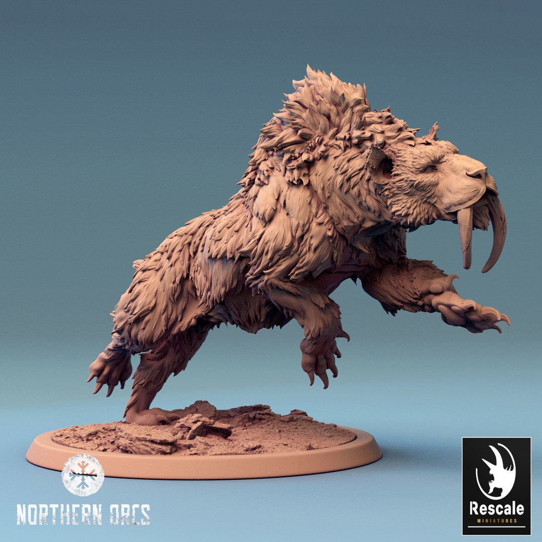 Sabertooth Tiger V2 Dnd Miniatures Compatible With 28mm 32mm Fantasy ...
