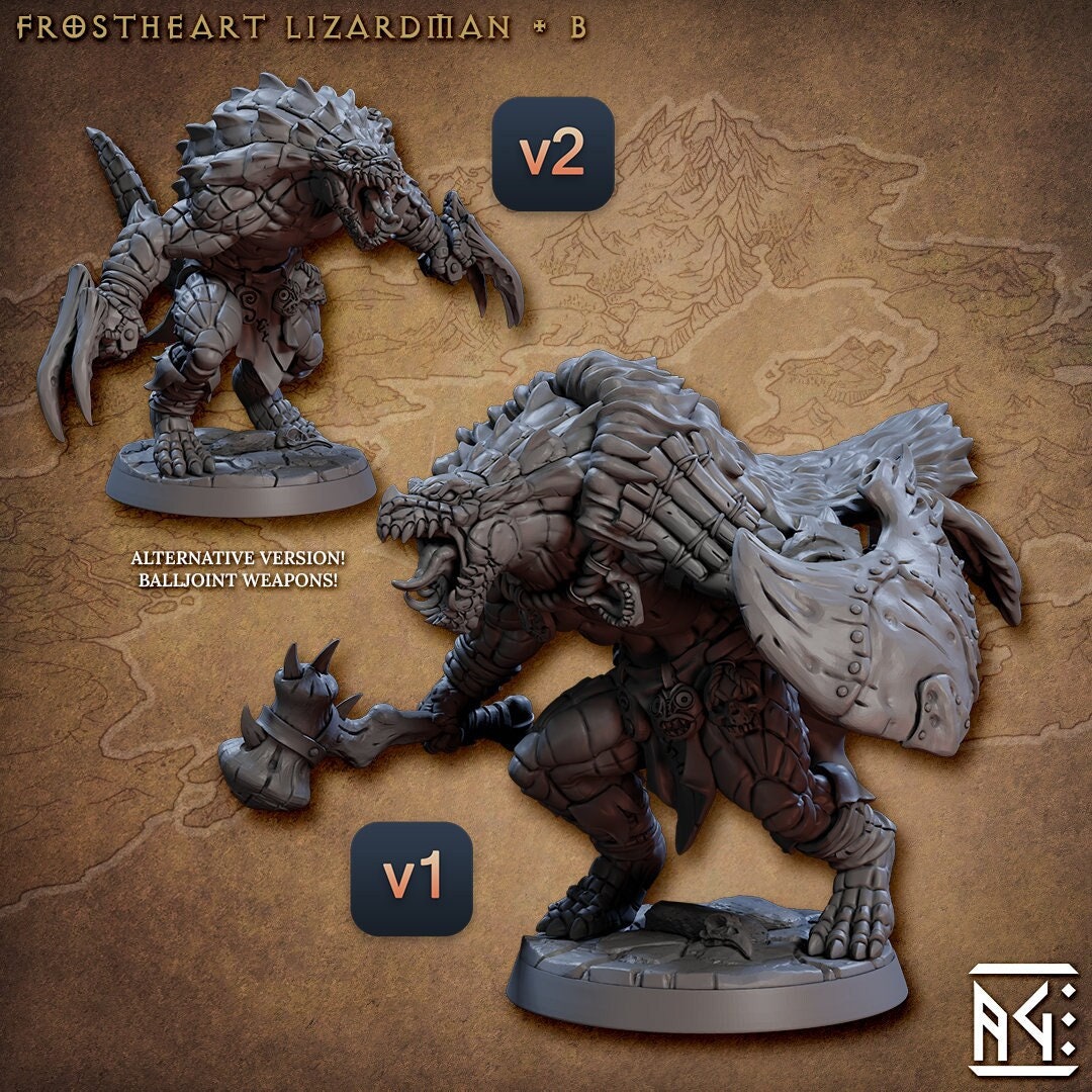 Lizardfolk Lizardmen Dnd Miniatures Compatible With 28mm 32mm Tabletop ...