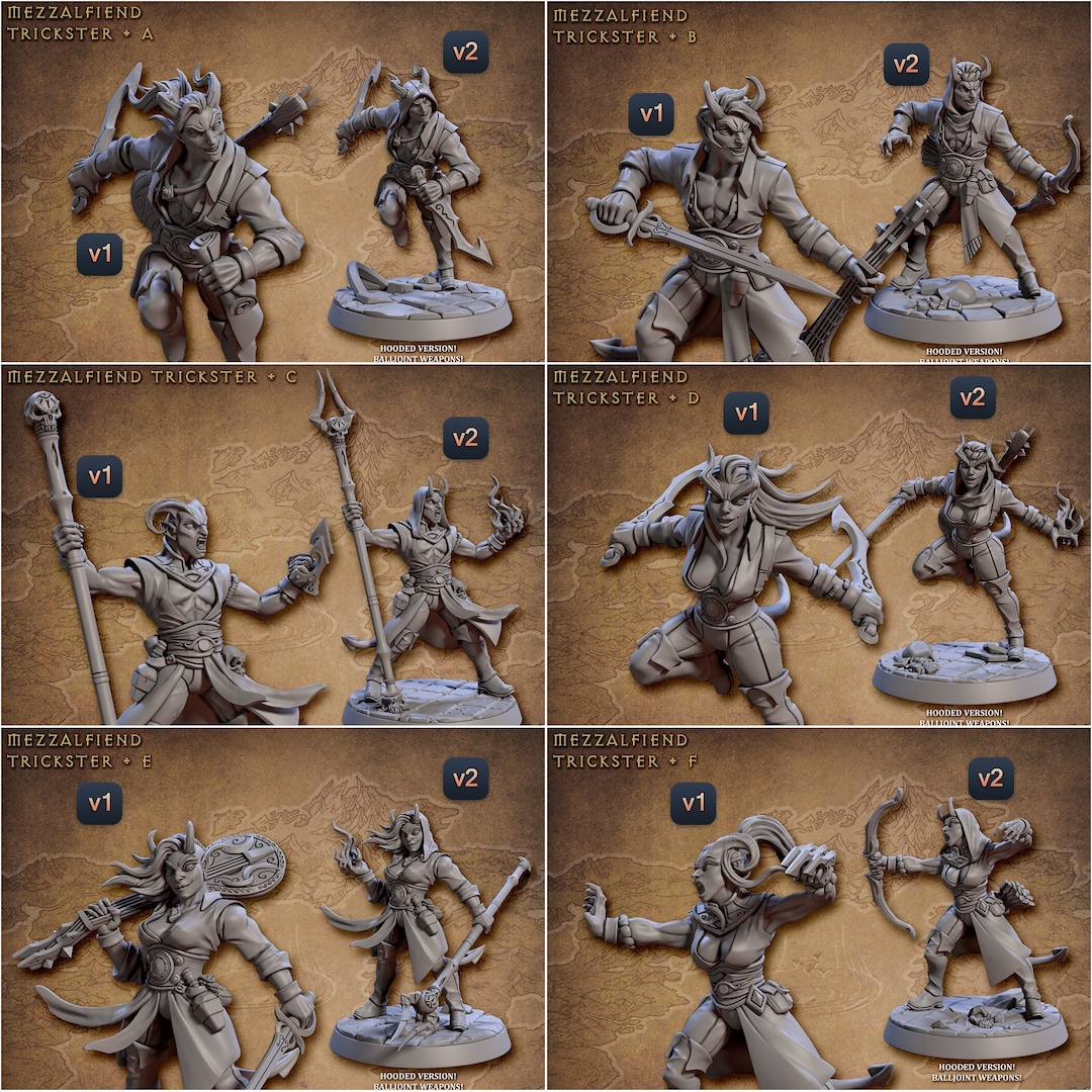 6x Tiefling Premium Dnd Miniature Mini 28mm 32mm | Female Warlock Bard ...