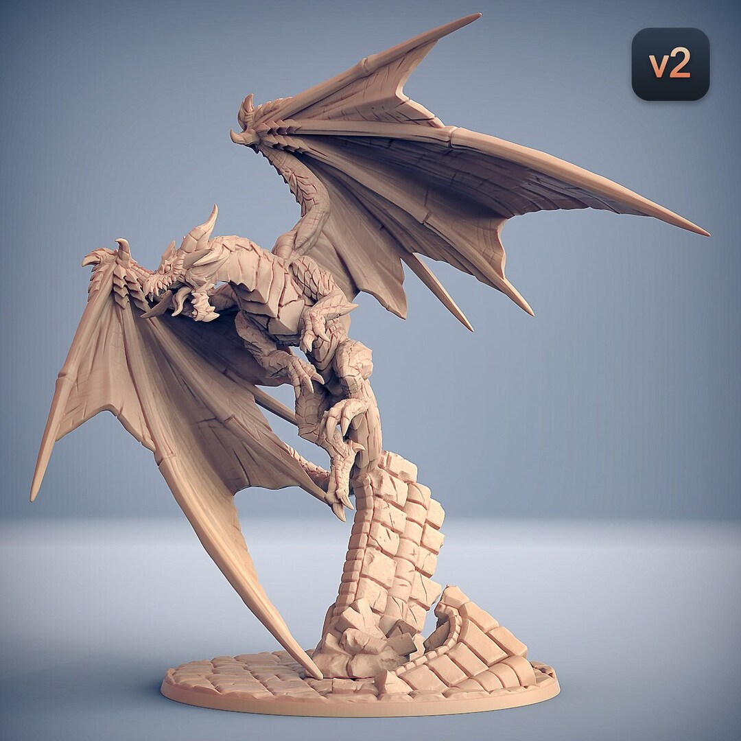 Ancient Dragon Wyvern Dnd Miniatures Compatible With 28mm 32mm Fantasy ...