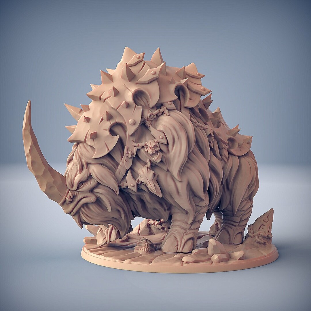 Armored Giant Buffalo Rhinoceros Dnd Miniature Mini | Resin 3D Printed ...