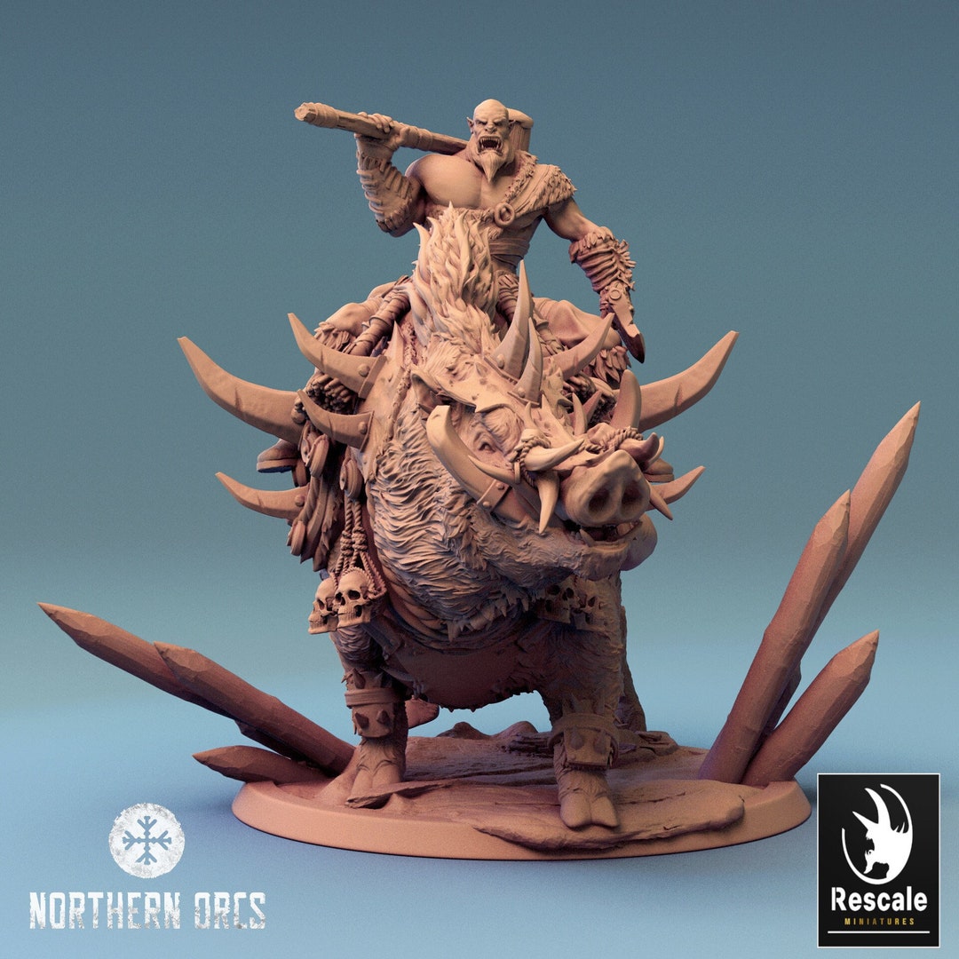 Orc Barbarian Marauder Rider Dnd Miniatures Compatible With 28mm 32mm ...